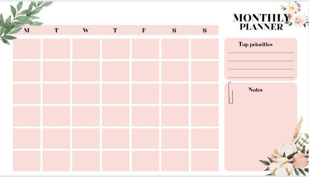 Monthly Planning Calendar - Etsy