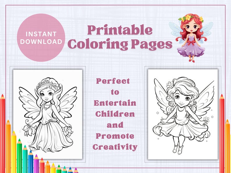 64 Printable Coloring Pages Pretty Little Fairies - Etsy
