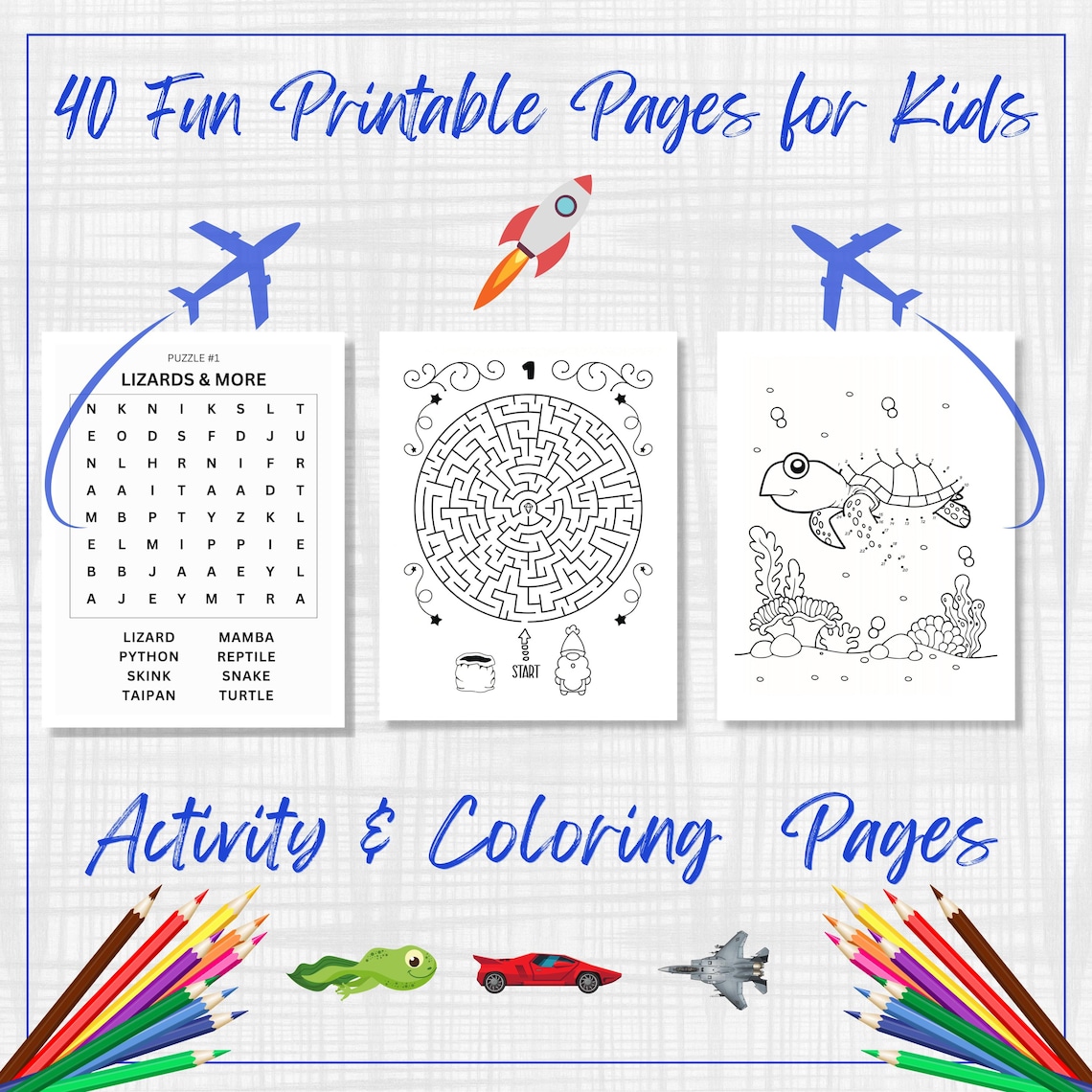 40 Printable Fun Activity Pages for Kids - Etsy
