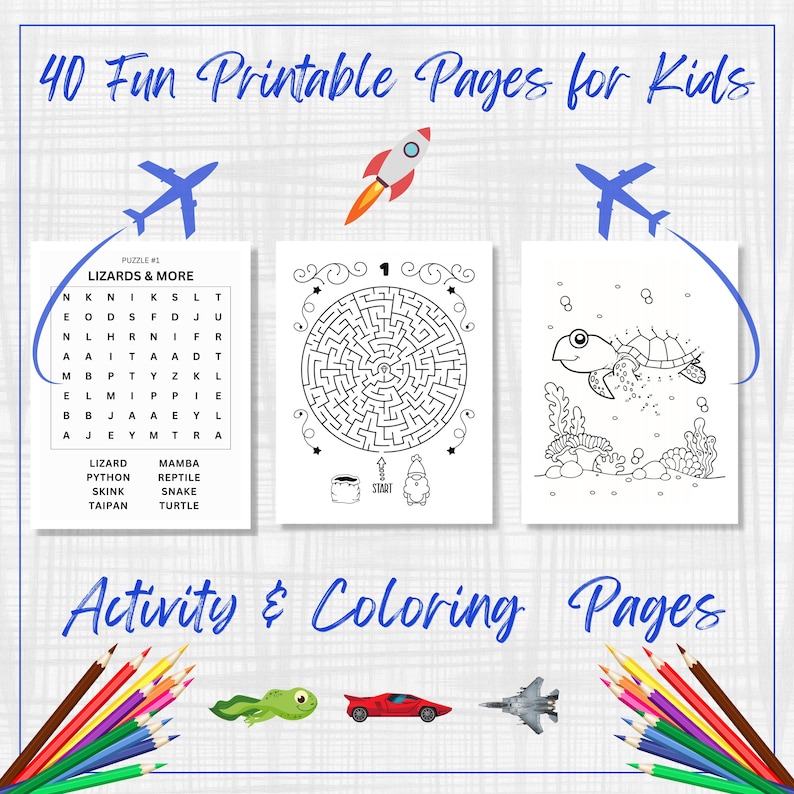 40 Printable Fun Activity Pages for Kids - Etsy