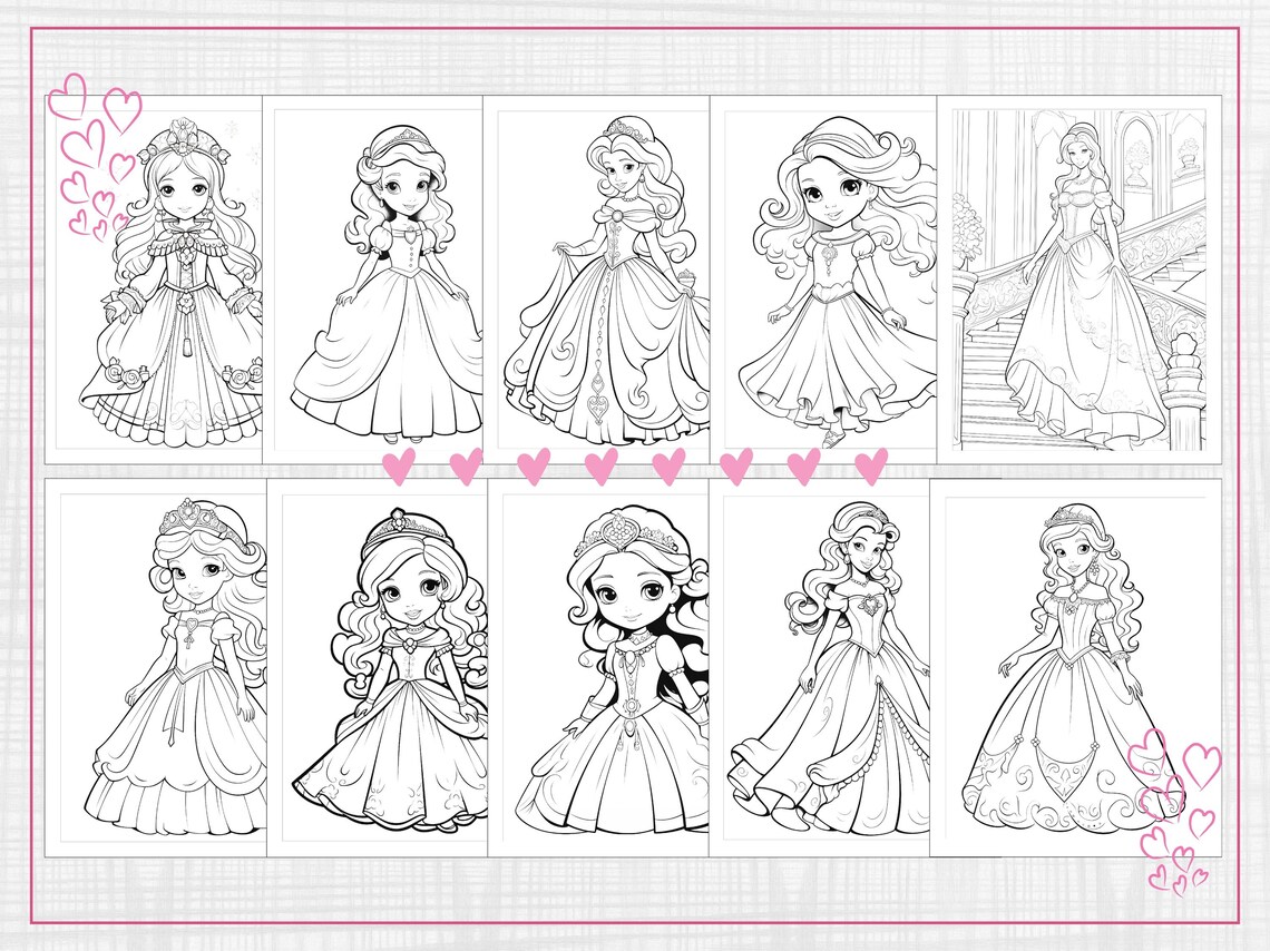 51 Printable Princess Coloring Pages - Etsy