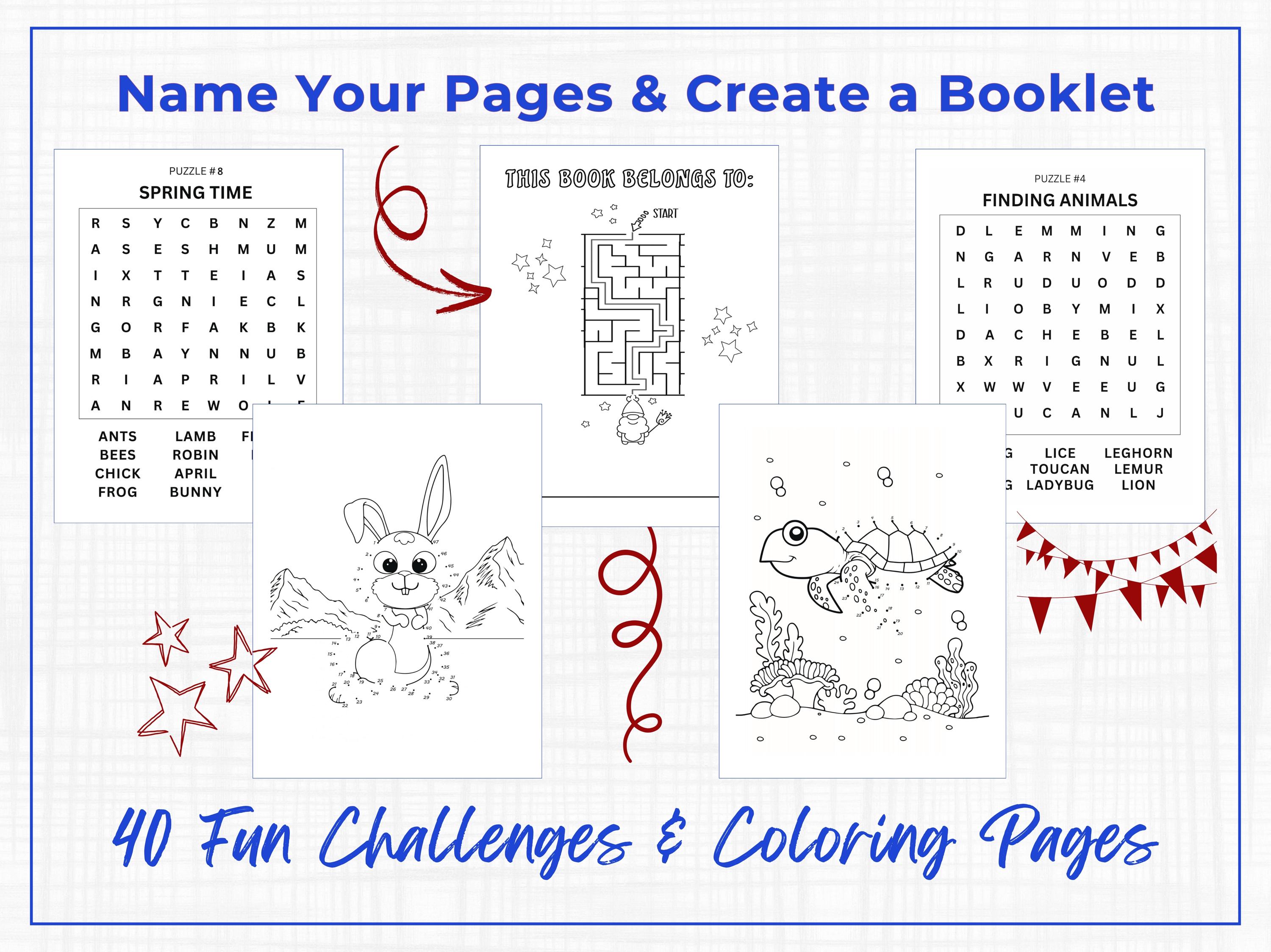 40 Printable Fun Activity Pages for Kids - Etsy