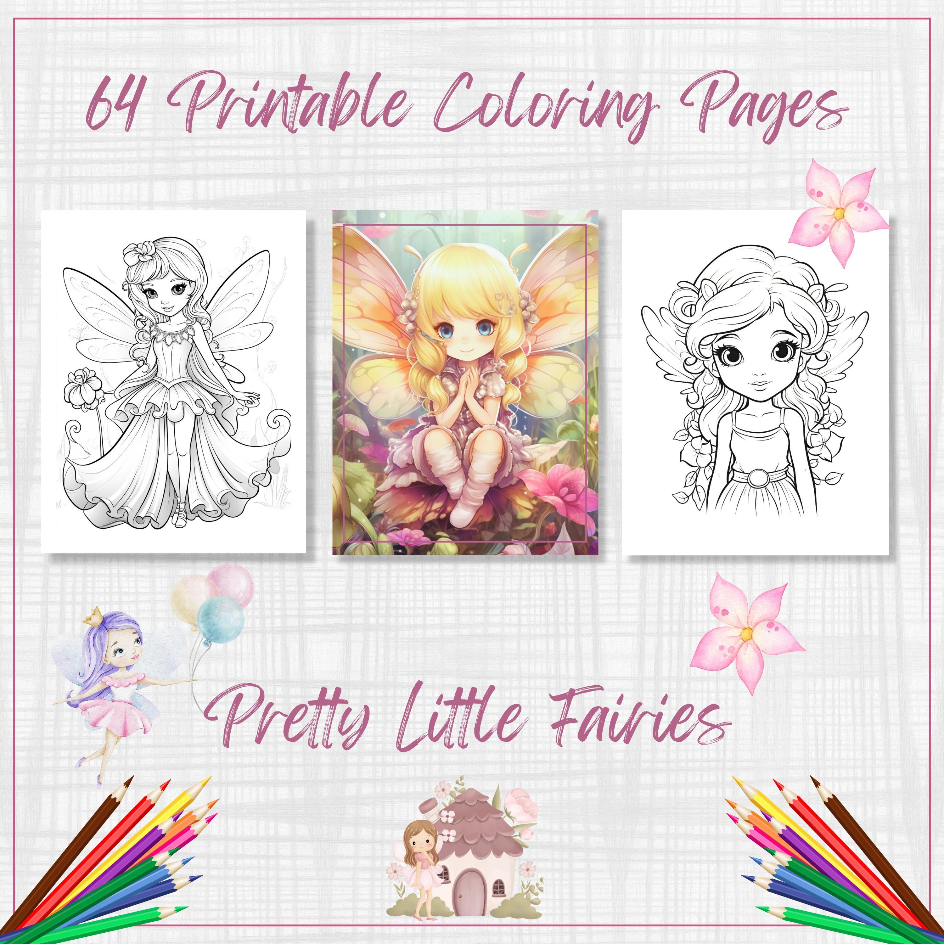 64 Printable Coloring Pages Pretty Little Fairies - Etsy