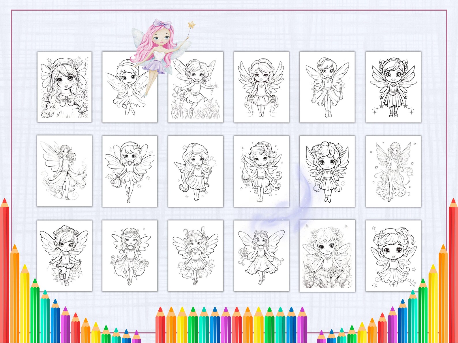 64 Printable Coloring Pages Pretty Little Fairies - Etsy