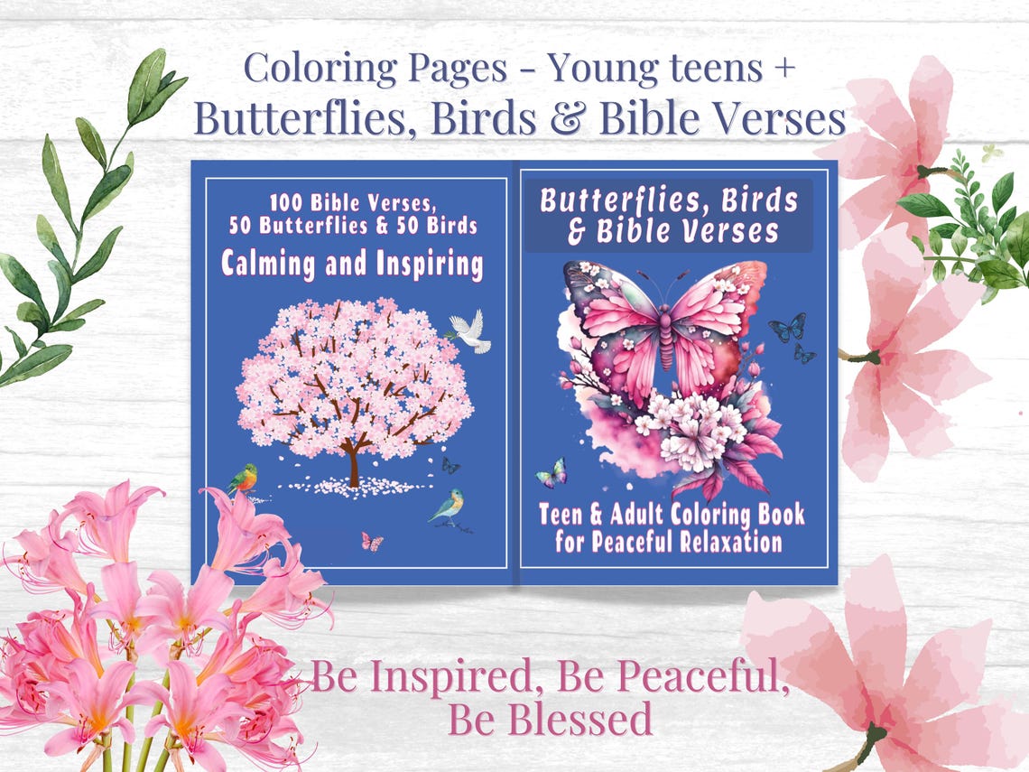 Butterflies, Birds, and Bible Verses - Printable Coloring Pages - Etsy