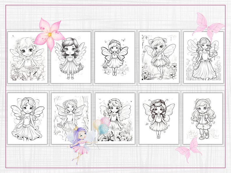 64 Printable Coloring Pages Pretty Little Fairies - Etsy