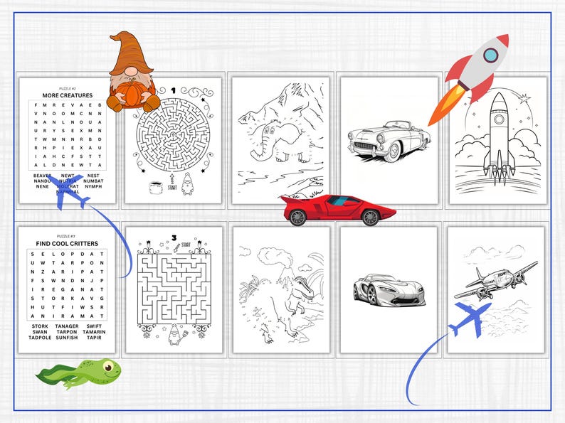 40 Printable Fun Activity Pages for Kids - Etsy