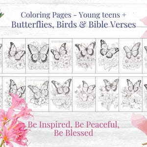 Butterflies, Birds, and Bible Verses - Printable Coloring Pages - Etsy