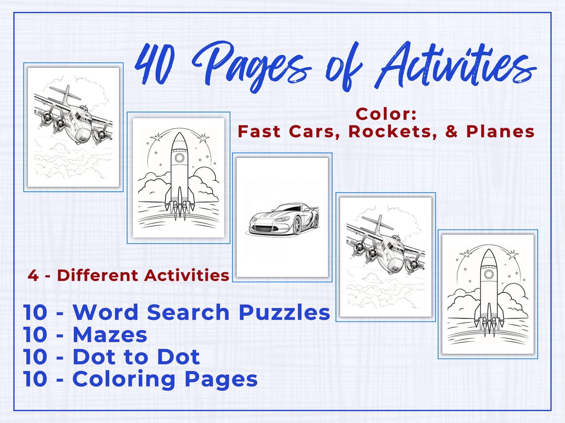 40 Printable Fun Activity Pages for Kids - Etsy