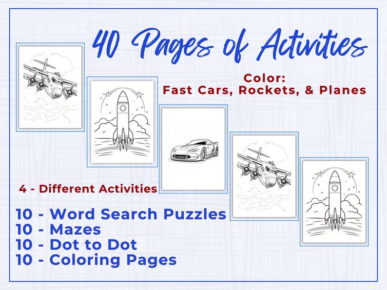 40 Printable Fun Activity Pages for Kids - Etsy