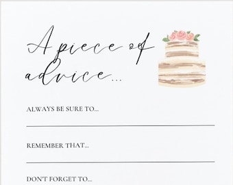 Advice for the Bride-to-be Bridal Shower Game Wedding Shower Game ...