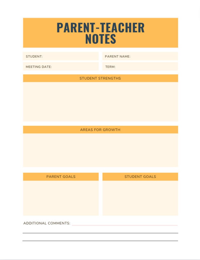 Parent Teacher Meeting Notes - Etsy