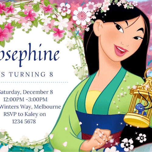 Mulan Invitation Princess Mulan Invitation Mulan Birthday - Etsy