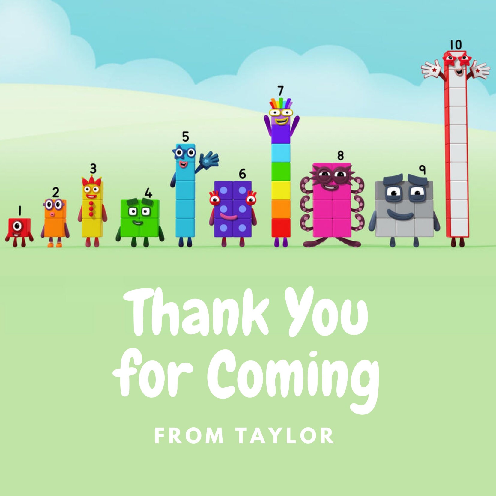 Numberblocks Thank You Card - Etsy Norway