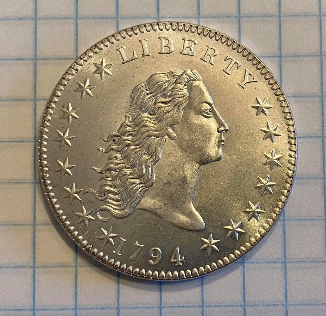 Flowing Hair One Dollar (reproductions Token) SILVER PLATED :fantasy ...