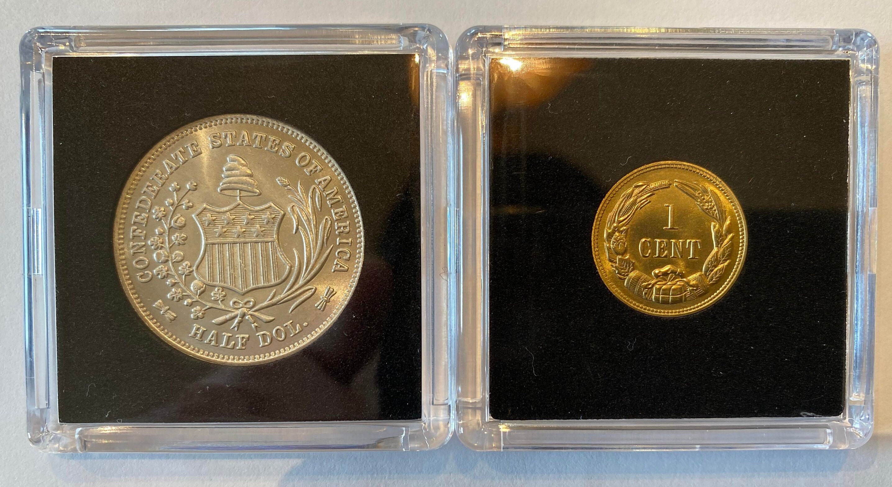 CSA 1861 Confederate States of America Half Dollar & Brass Penny Token ...