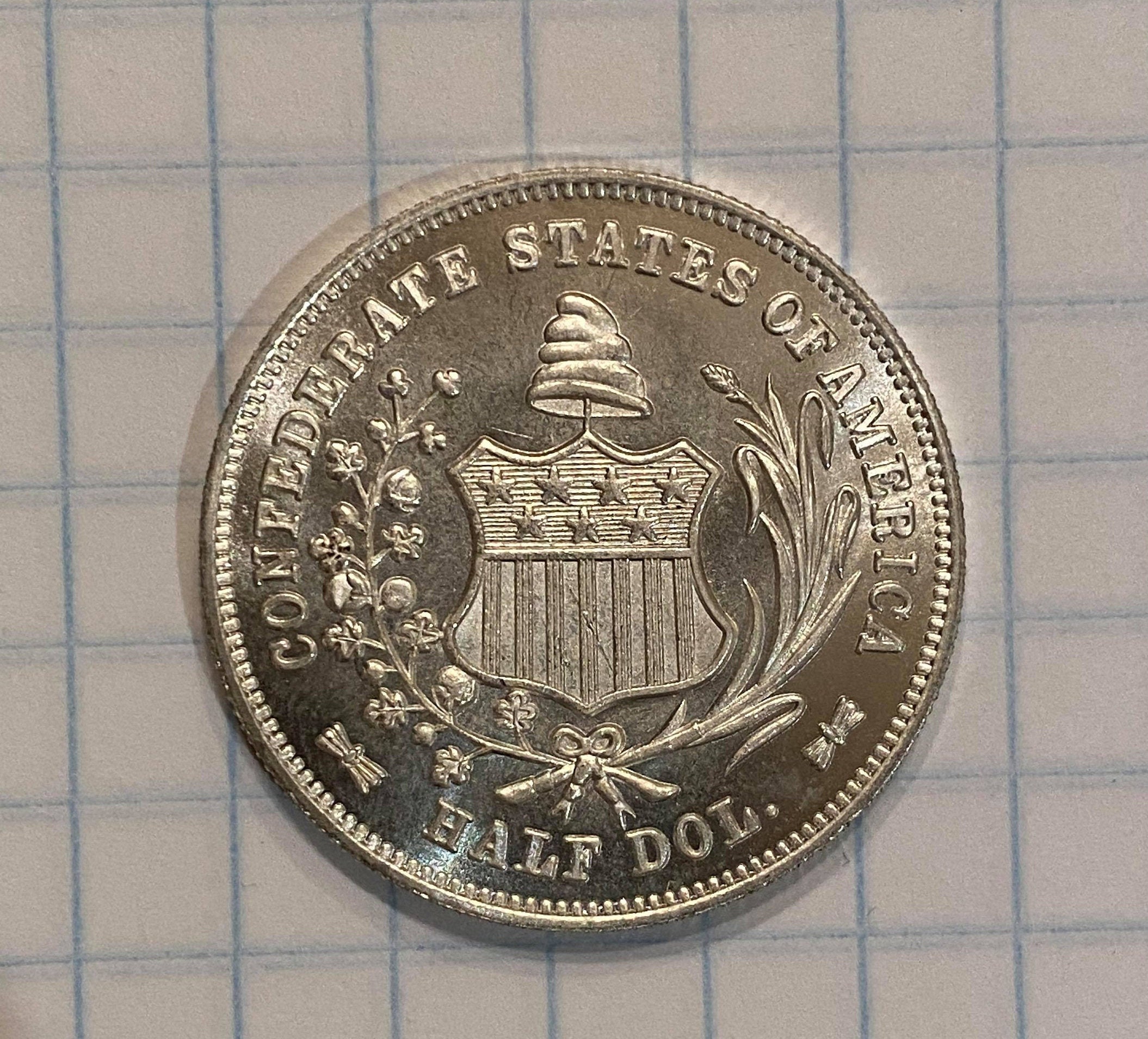 CSA 1861 Confederate States of America Half Dollar Coin Token SILVER ...