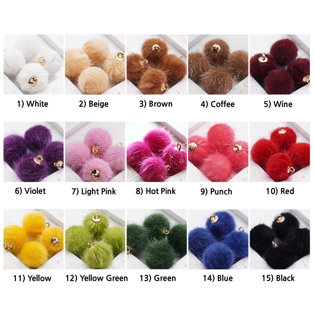 4pcs /10pcs Fur Ball Charms, Furry Earring Charms, Pom Pom, Jewelry ...