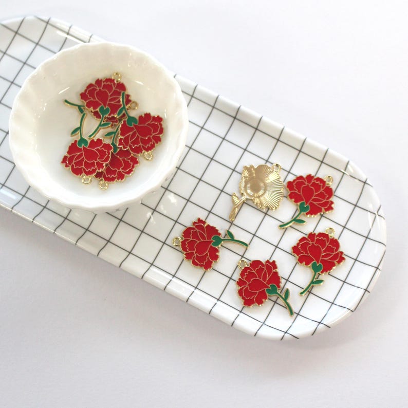 Carnation Enamel Metal Charms,necklace,bracelet,jewelry Pendant ...