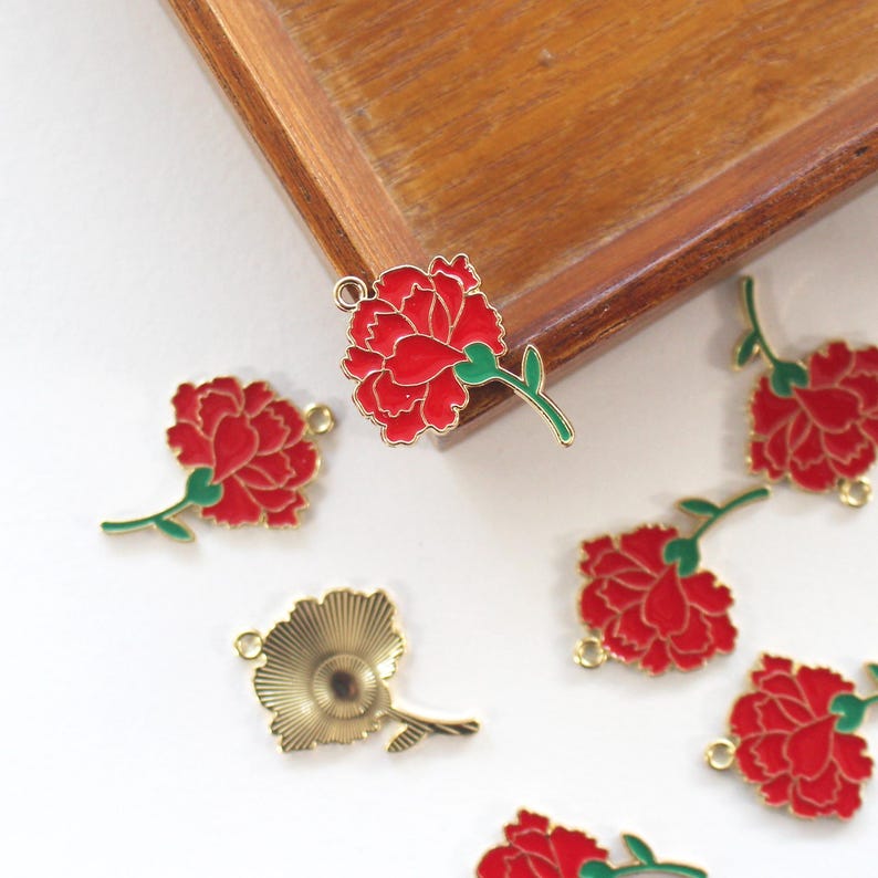 Carnation Enamel Metal Charms,necklace,bracelet,jewelry Pendant ...