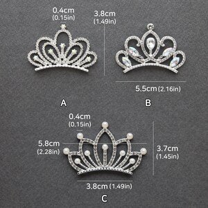 2pcs/10pcs Rhinestone Princess Tiara Embellishment, Flat Back Crown ...
