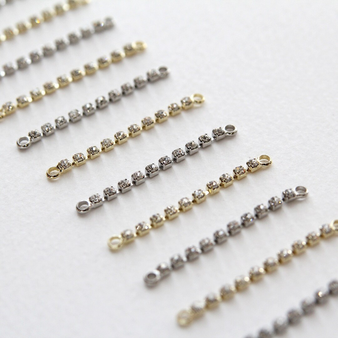 4pcs Rhinestone Chain Connector, Earring Parts, Cubic Earring Supplies ...