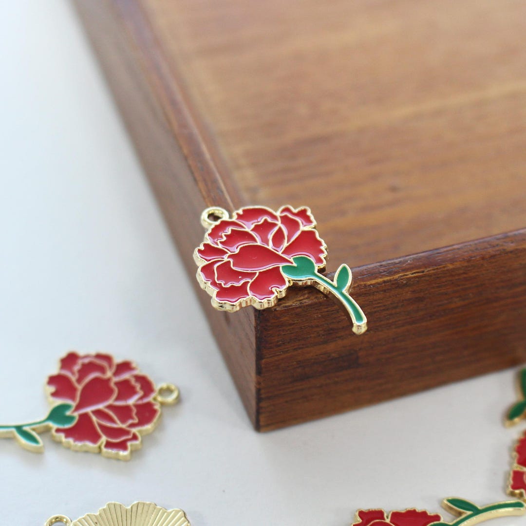 Carnation Enamel Metal Charms,necklace,bracelet,jewelry Pendant ...