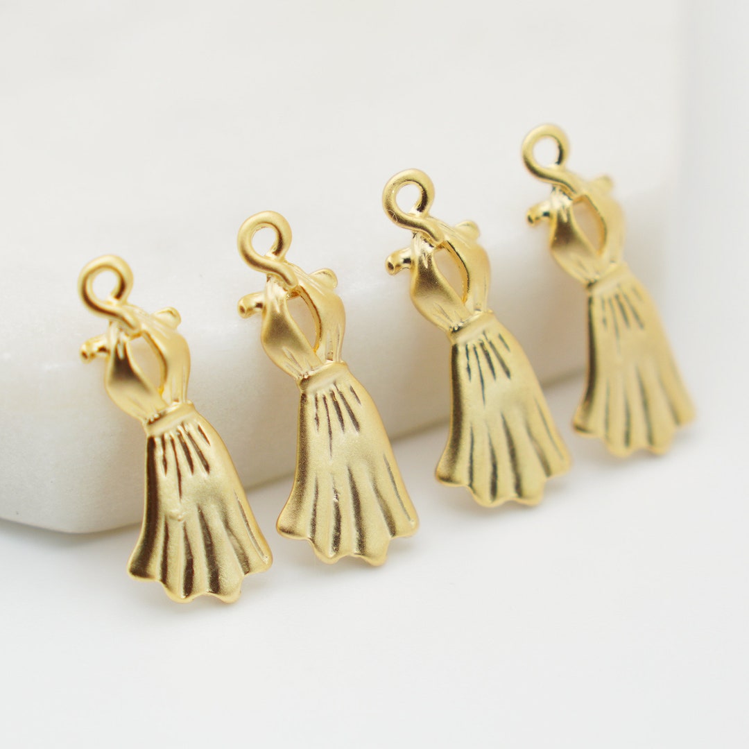 4pcs Matte Gold Plated Dress Charms Pendants for Jewelry Making [C02 ...