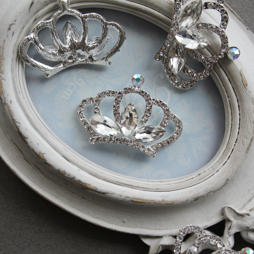 Rhinestone Princess Tiara Embellishment: Flat Back Cubic Crown Supplies ...