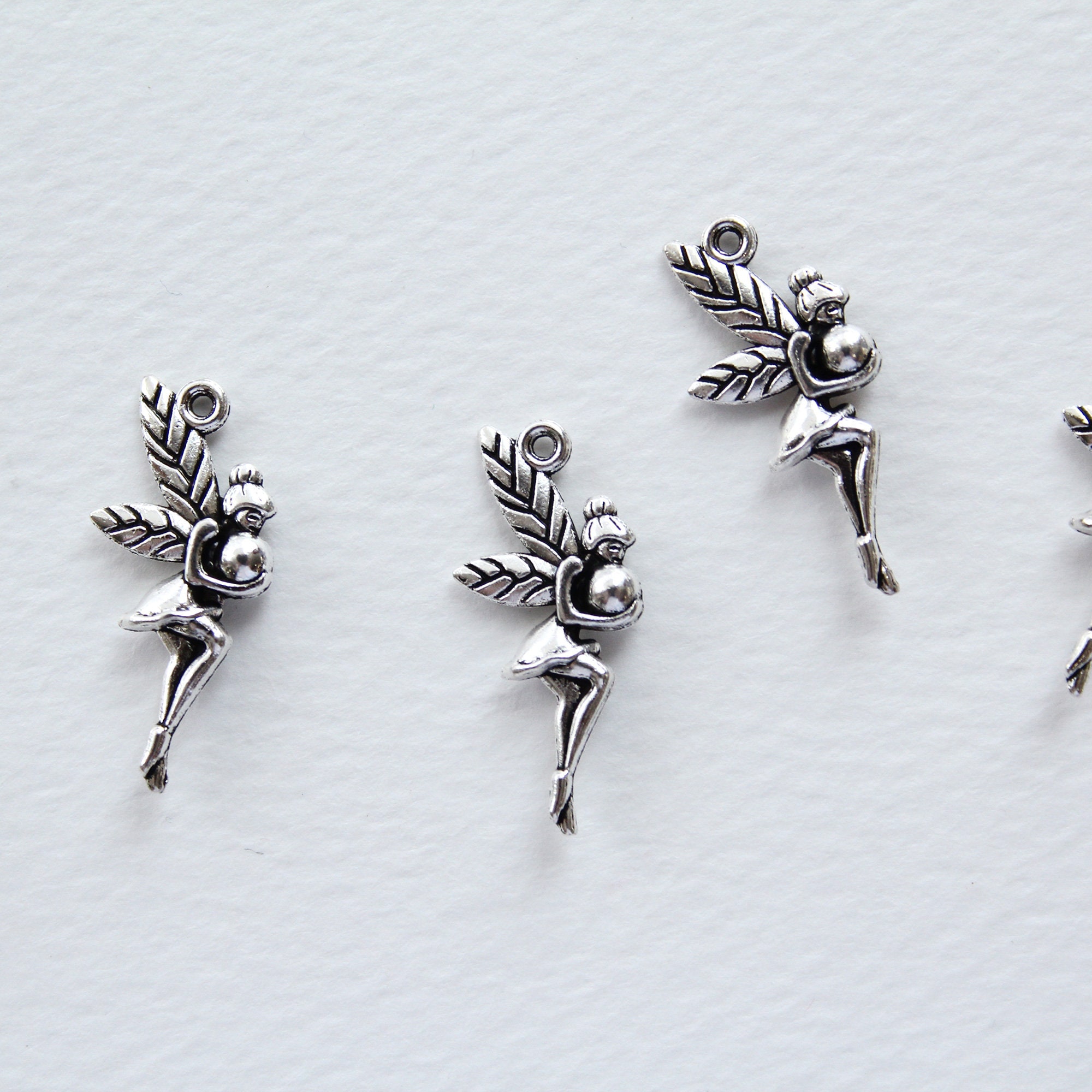 4pcs Silver Plated Metal Tinkerbell Fairy Charms for Bracelet Necklace ...