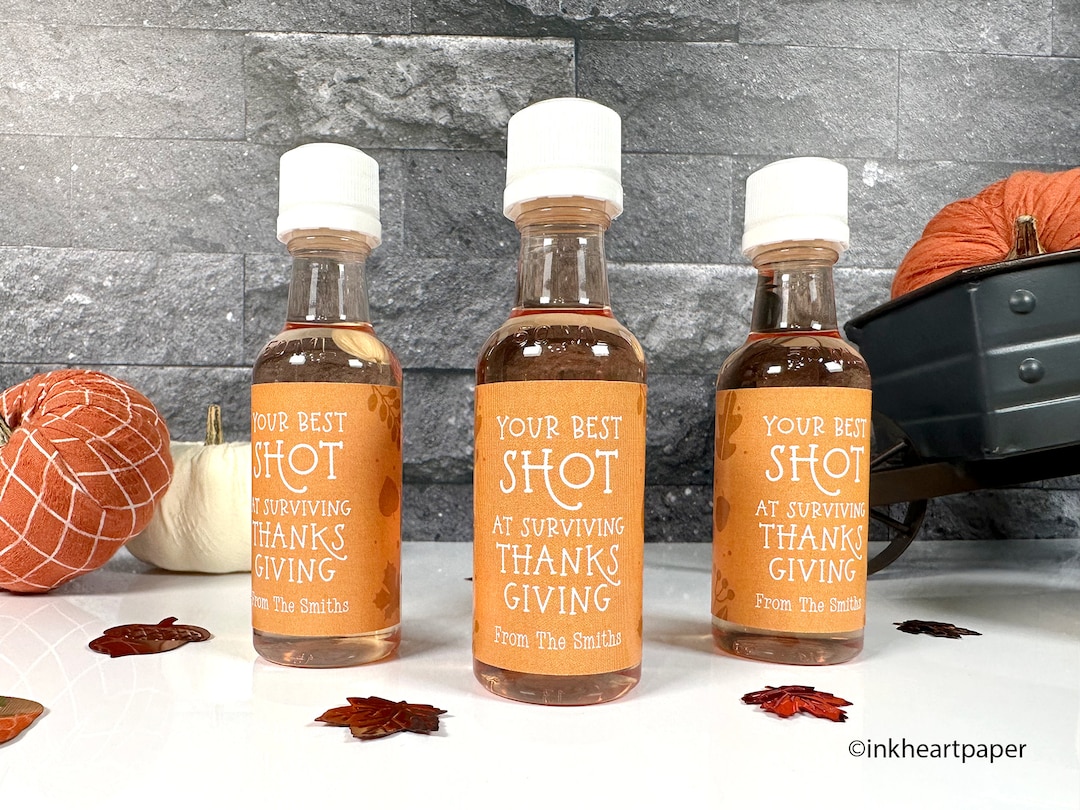 Funny Thanksgiving Mini Liquor Bottle Favors: DIY Kit (12 Bottles) - Etsy