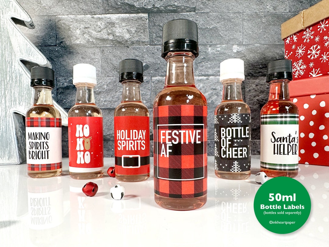 Christmas Party Favors, Mini Liquor Bottle Labels, Adult Holiday Party ...
