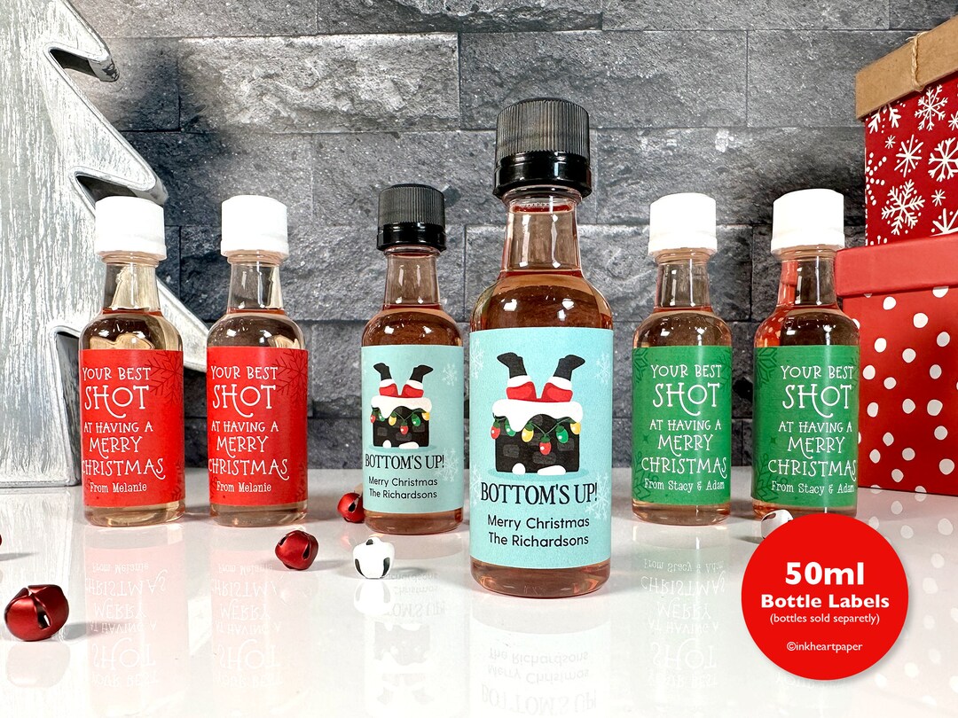 Personalized Christmas Party Favors, Mini Liquor Bottle Labels, Adult ...