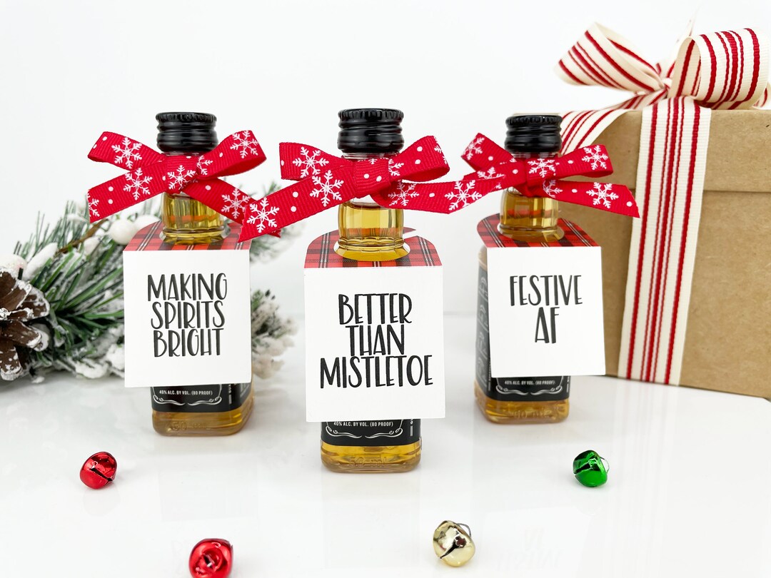 Red Plaid Mini Bottle Tags, Adult Stocking Stuffers, Secret Santa Gifts ...