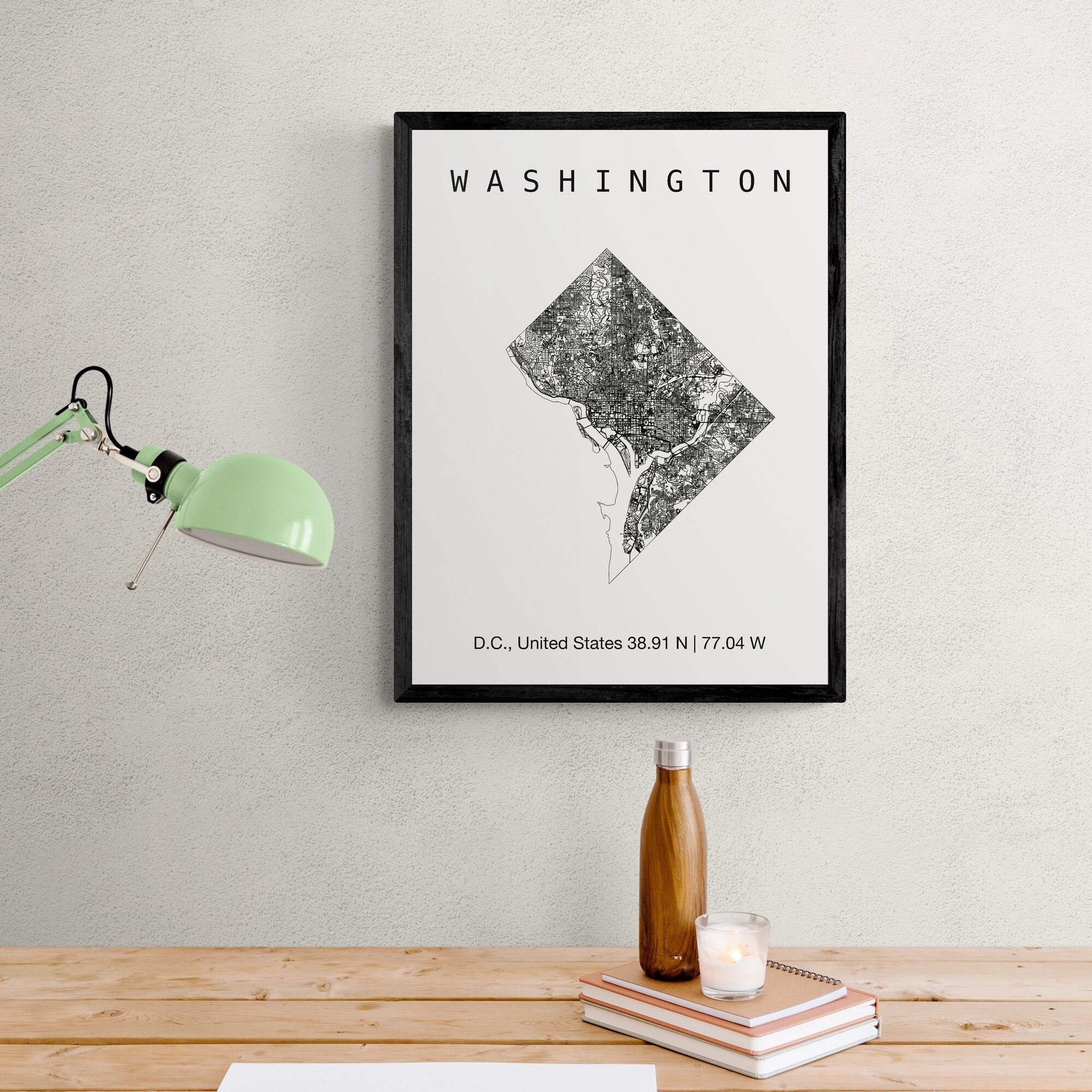 Washington DC Map Art District of Columbia City Streets Map Print Wall ...