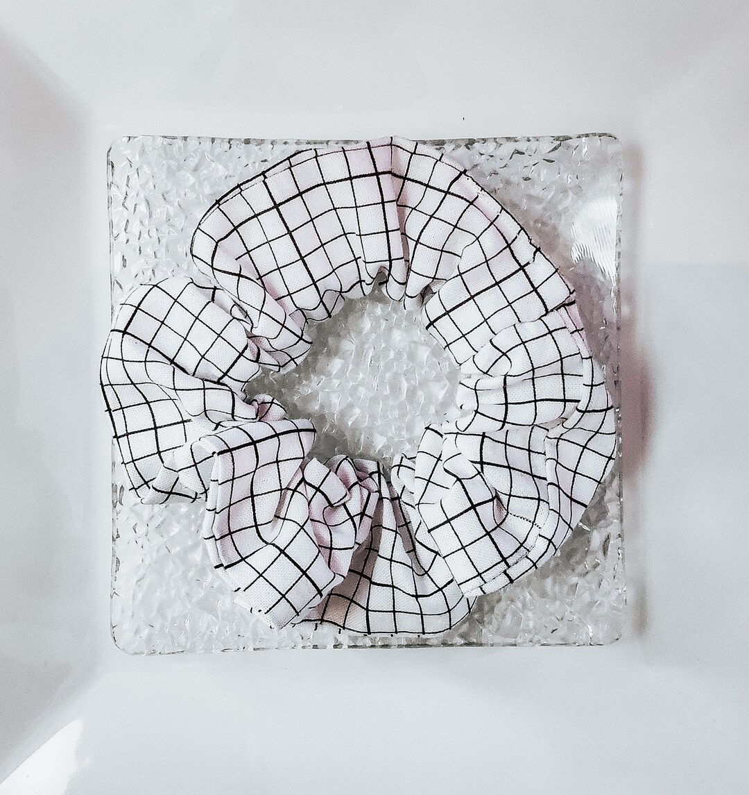 Retro Inspired White Tile Scrunchie Cotton - Etsy