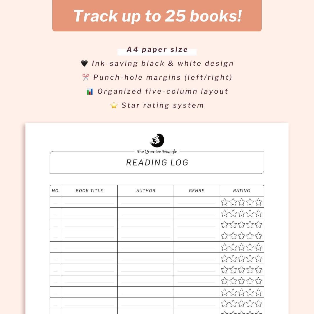 Reading Tracker Printable, Reading Tracker Template, Reading Tracker ...