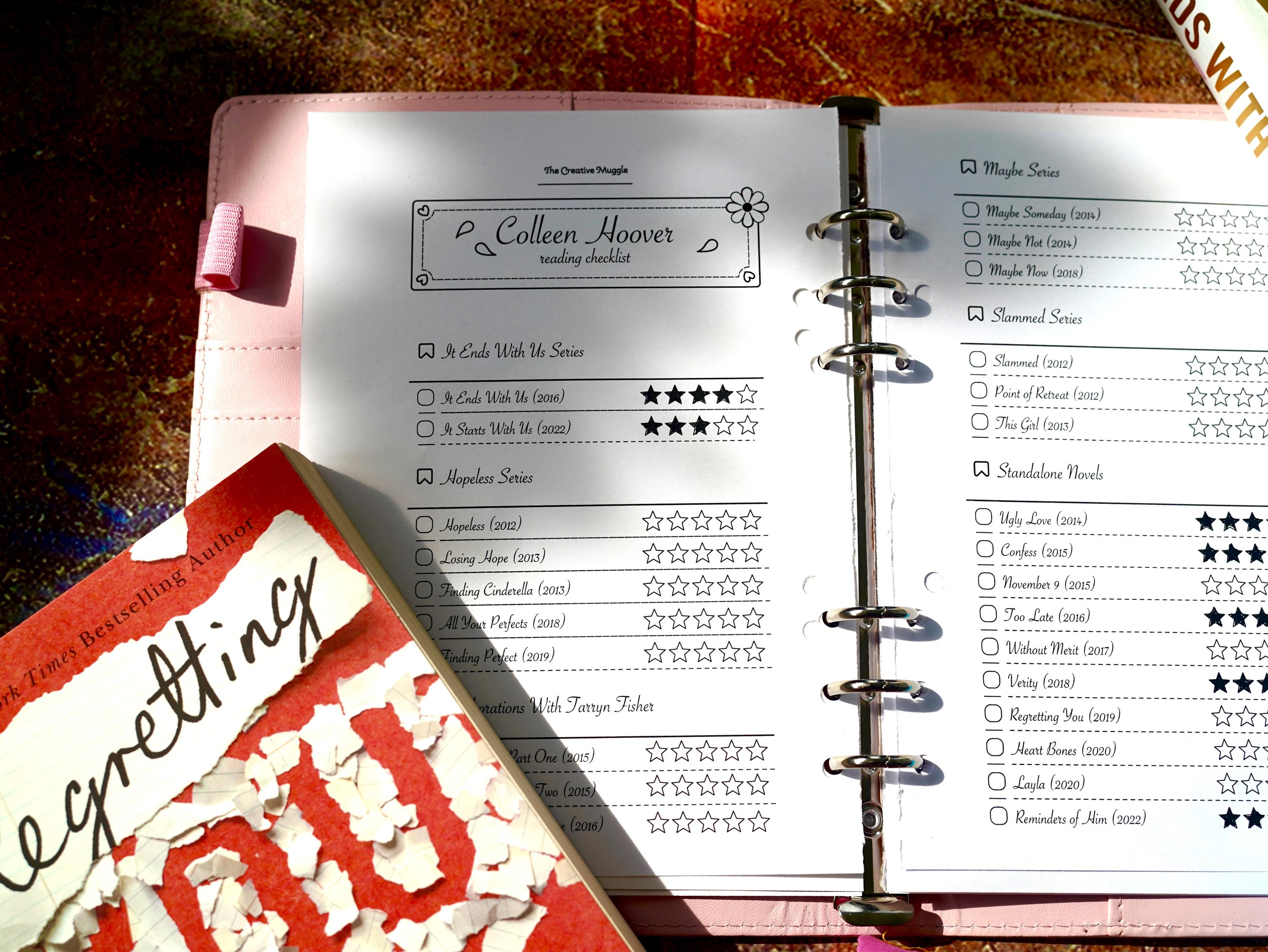 Colleen Hoover Reading Checklist: Printable Book List (PDF) - Etsy