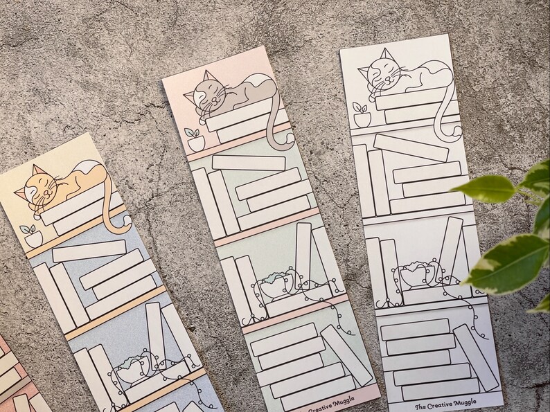 Printable Book Tracker Bookmark, Cat Bookshelf Reading Tracker ...