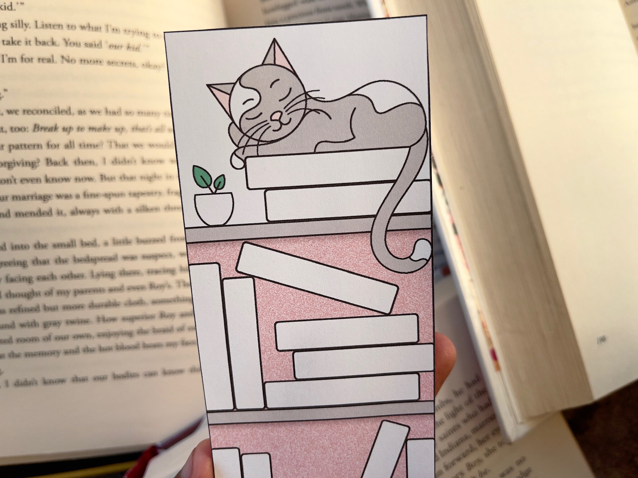 Printable Book Tracker Bookmark, Cat Bookshelf Reading Tracker ...