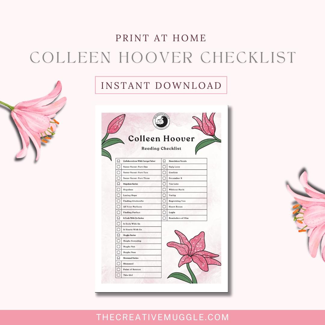 Colleen Hoover Books Checklist,printable Colleen Hoover Reading ...
