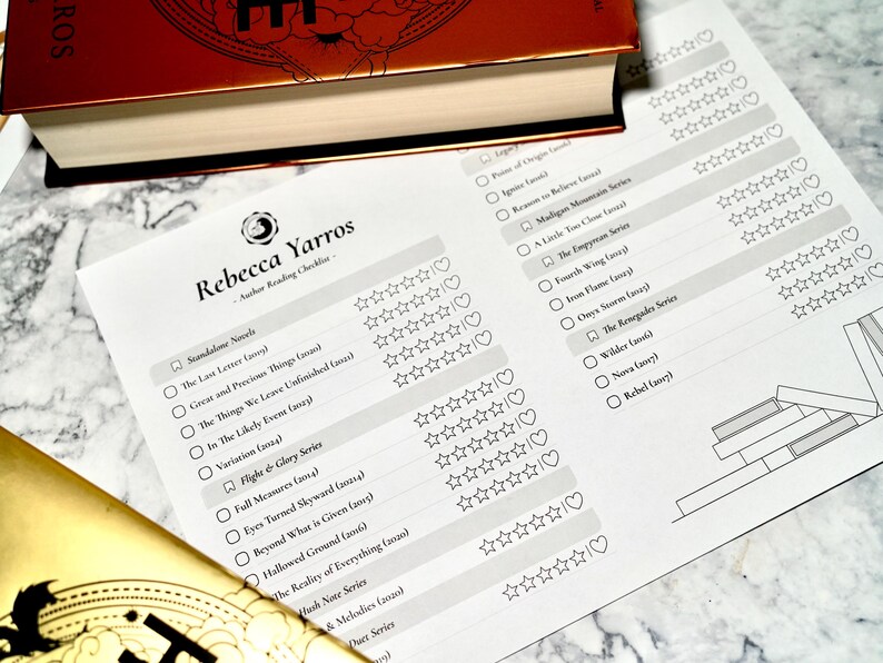 Rebecca Yarros Booklist: Author Reading Checklist (digital Download) - Etsy