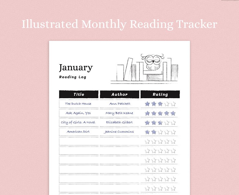 Reading Log Printable| Monthly Reading Tracker | 2022 Reading Log ...