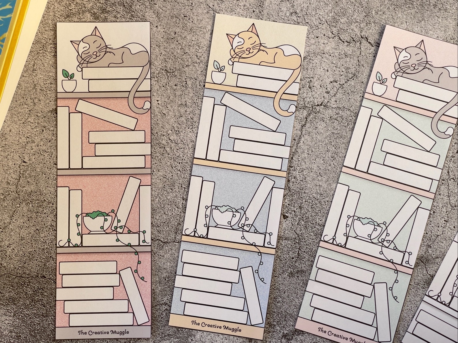 Printable Book Tracker Bookmark Cat Bookshelf Reading Tracker - Etsy