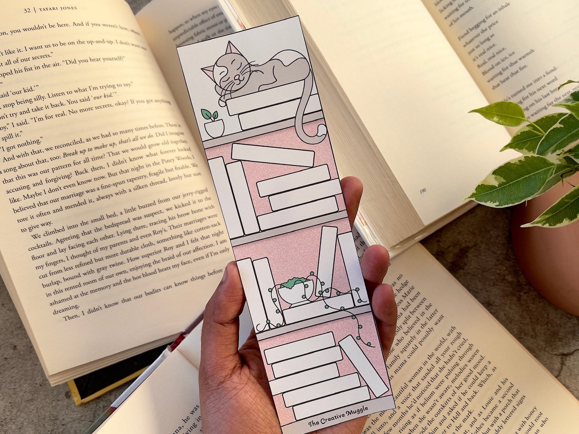Printable Book Tracker Bookmark Cat Bookshelf Reading Tracker - Etsy