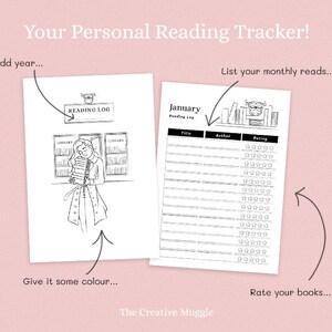 Illustrated Reading Log Printable: Monthly Book Tracker (A4, A5, Letter ...