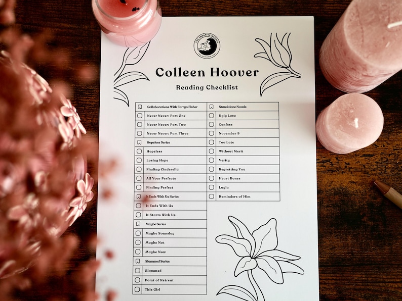 Colleen Hoover Books Checklist,printable Colleen Hoover Reading ...