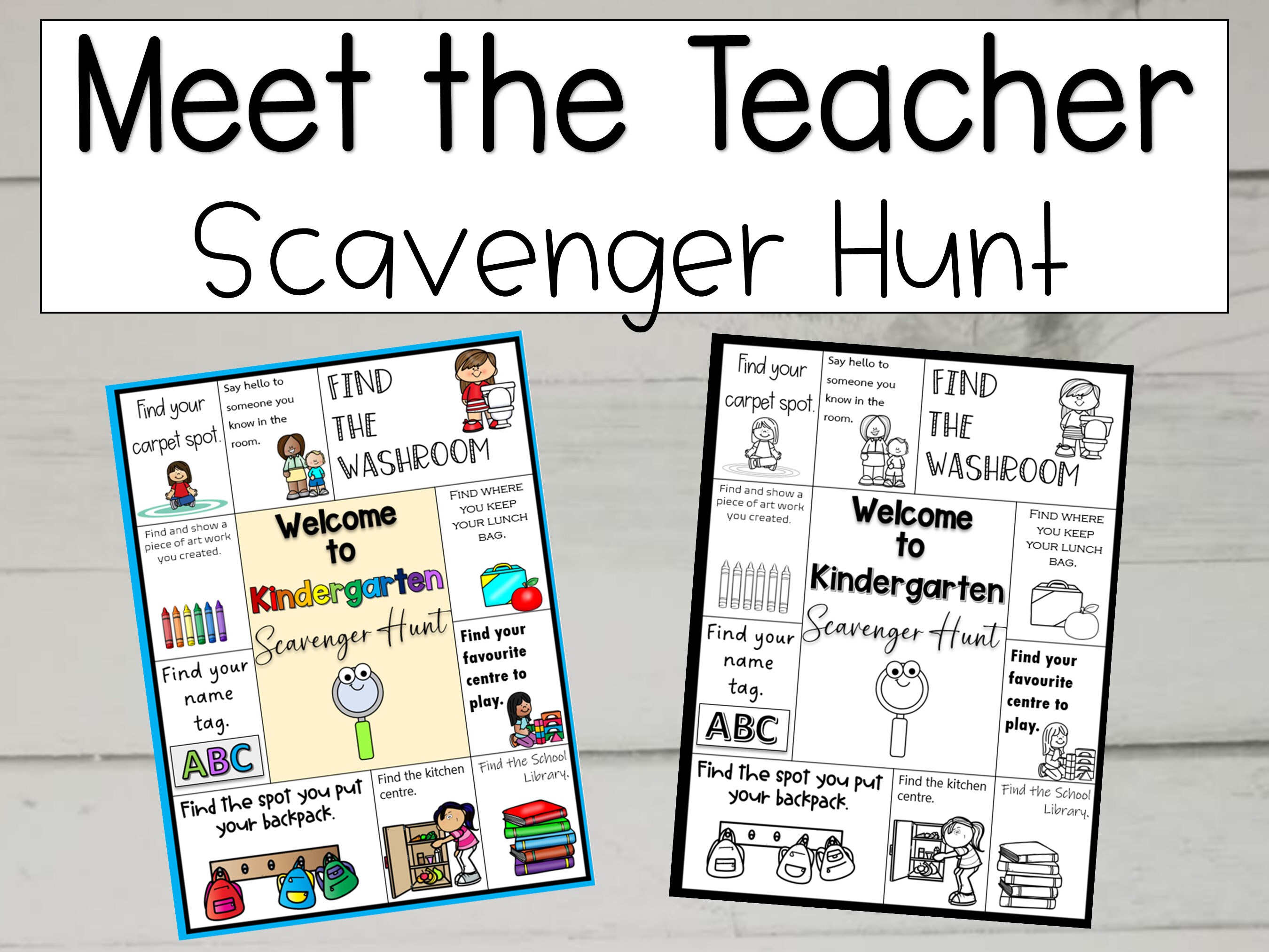 Meet the Teacher, Back to School, Scavenger Hunt, Kindergarten ...