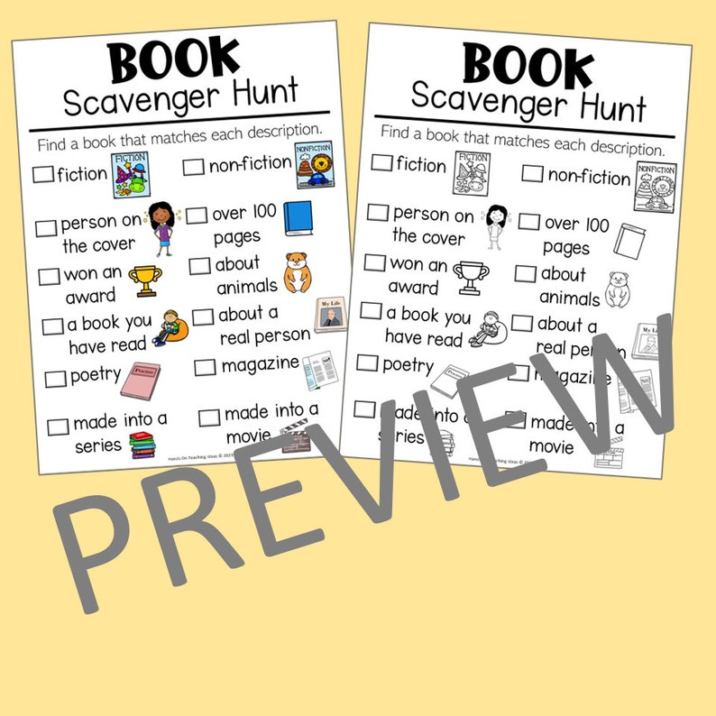 Book Scavenger Hunt for Kids: Library Game (digital Download) - Etsy