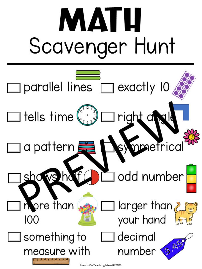 Scavenger Hunt Math, Math Scavenger Hunt, Treasure Hunt for Kids, Math ...